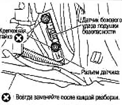 Датчик бокового удара подушки безопасности — снятие и установка (Ниссан ...