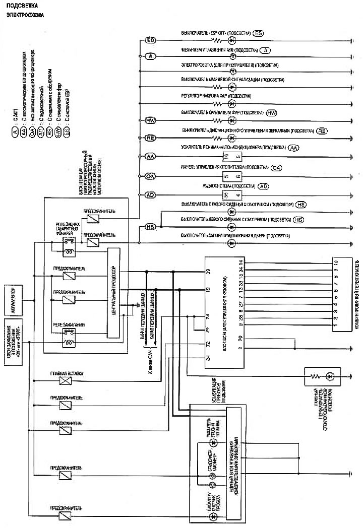 Backlight — wiring diagram (Nissan Note 1, «E11», 2004-2013 ...